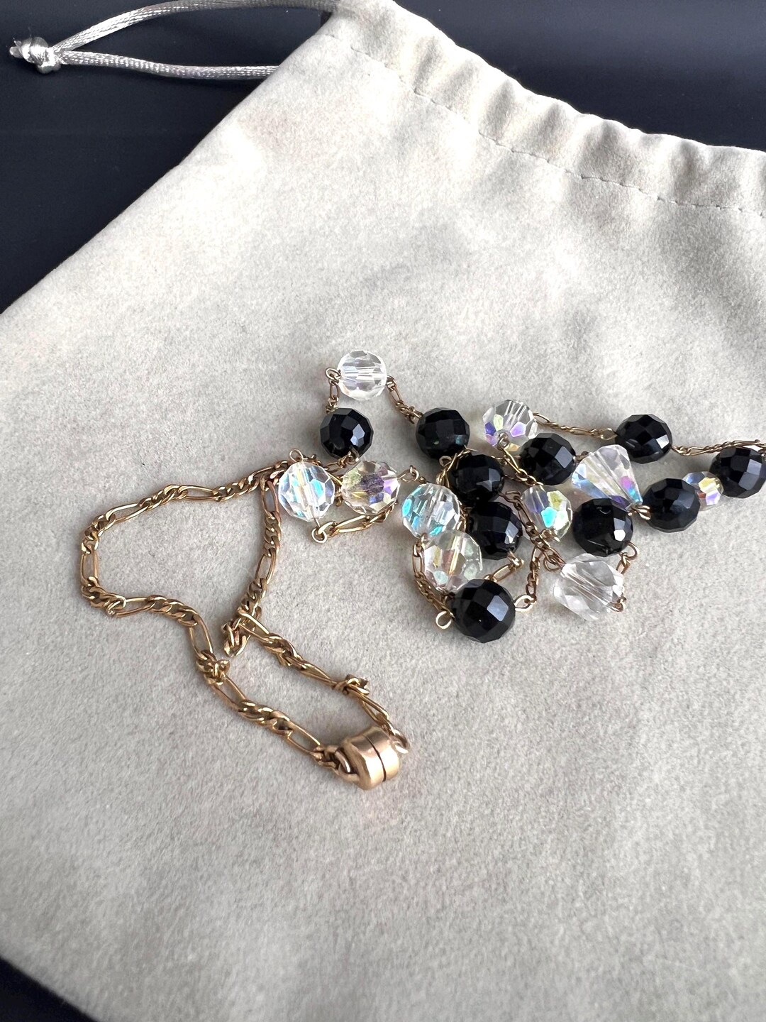 Aurora Borealis Necklace 14k GF Magnetic Lock 1950s Vintage Jewellery ...