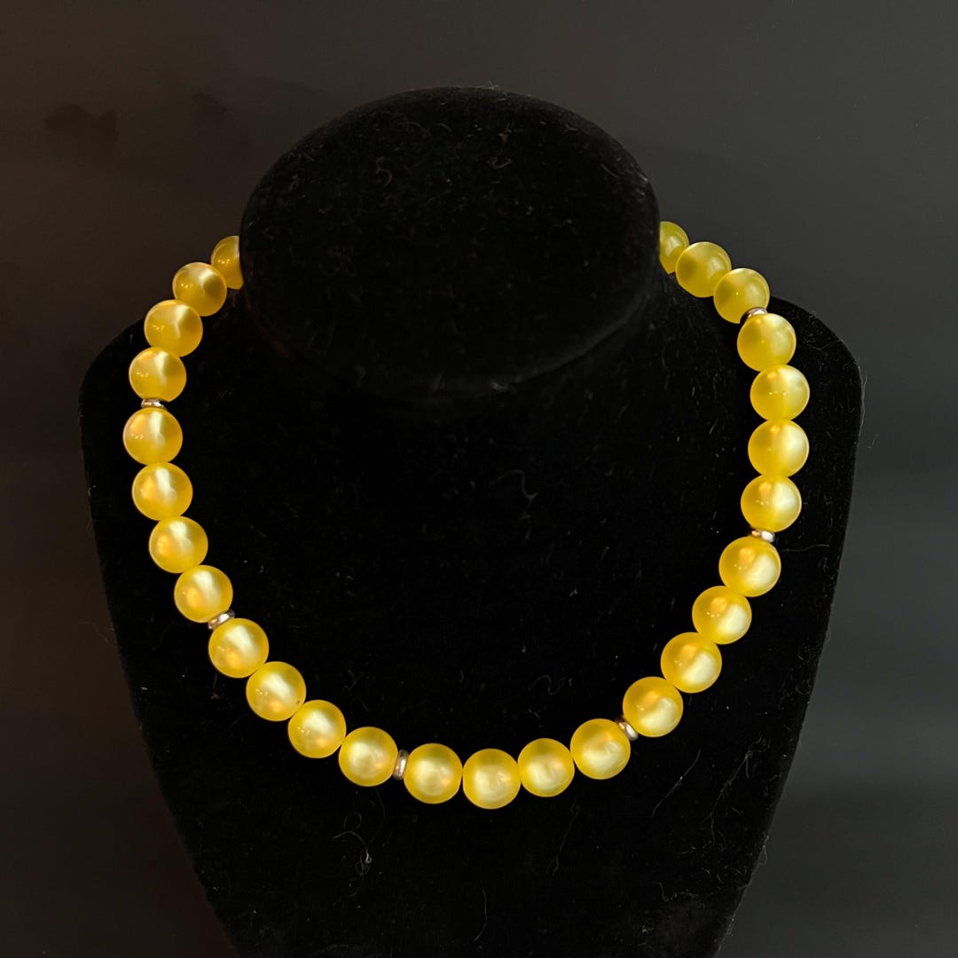Yellow Moonglow Lucite Plastic Necklace, Vintage 60s Necklace, Gift for ...