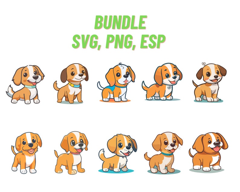 10 Logos of Cute Kawaii Dog in SVG PNG ESP Format Are Vector - Etsy