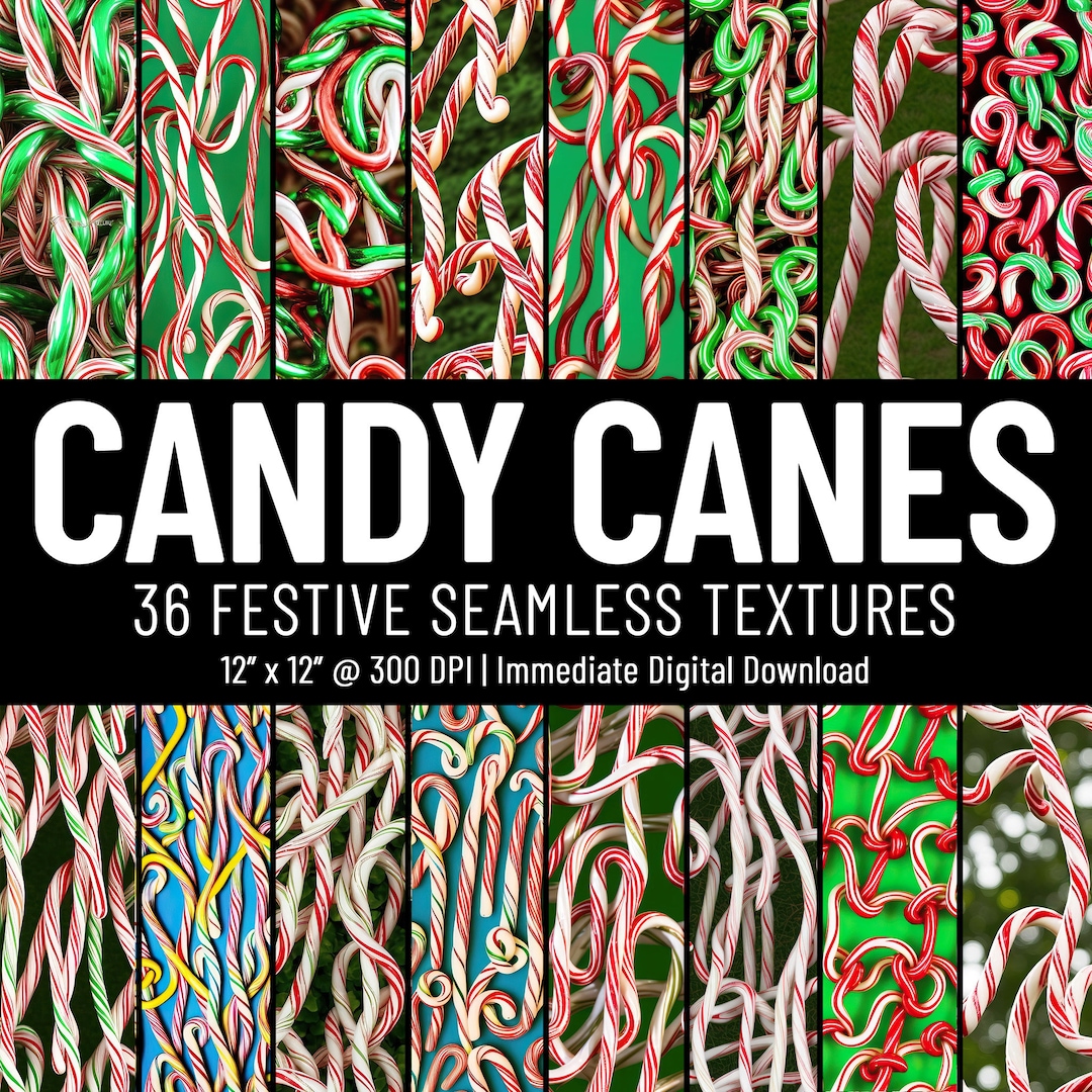 Candy Cane - 36 Seamless Digital Textures - Instant Download - Festive ...