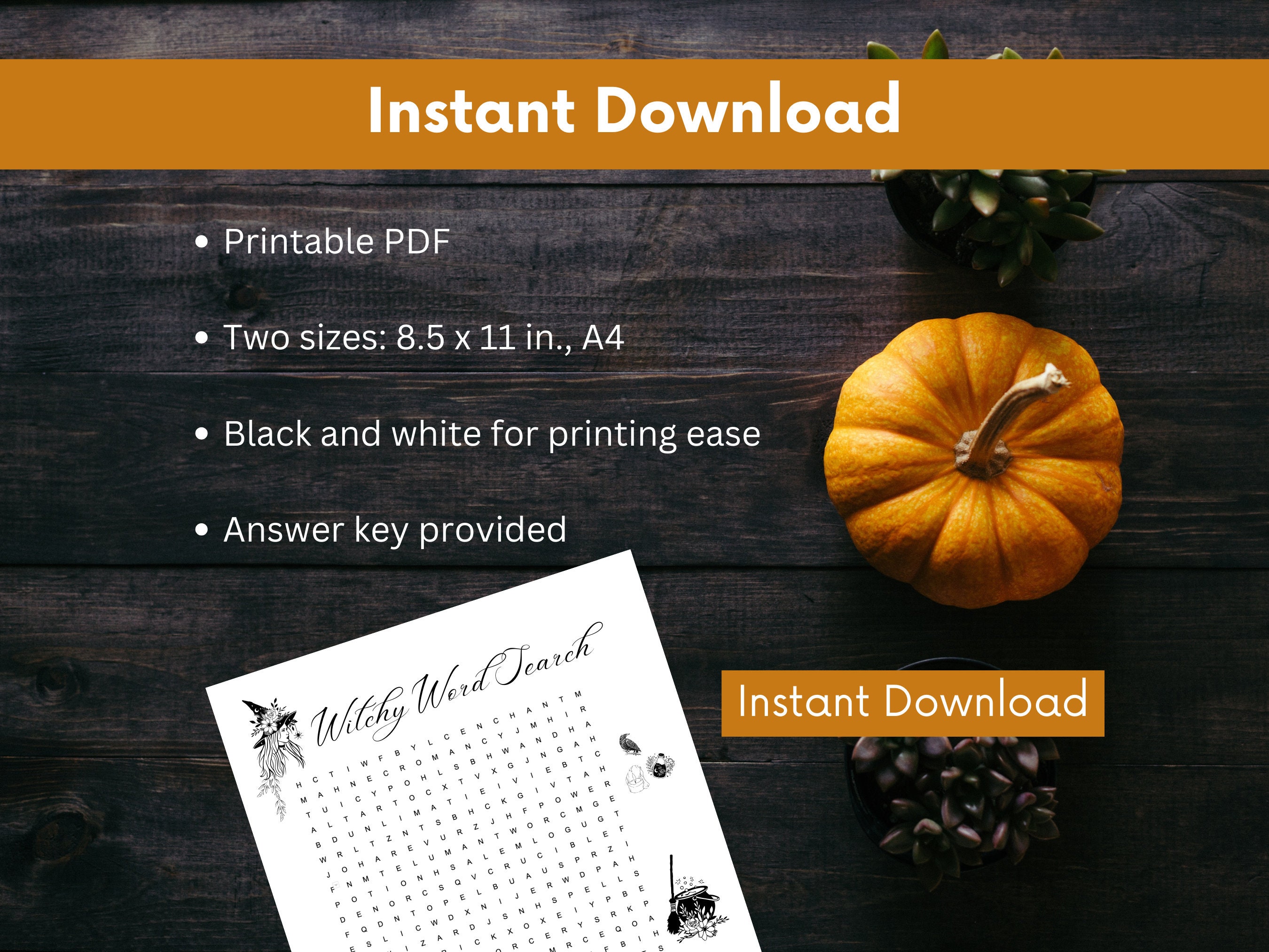 Witchy Word Search Word Search Printable Halloween Party - Etsy