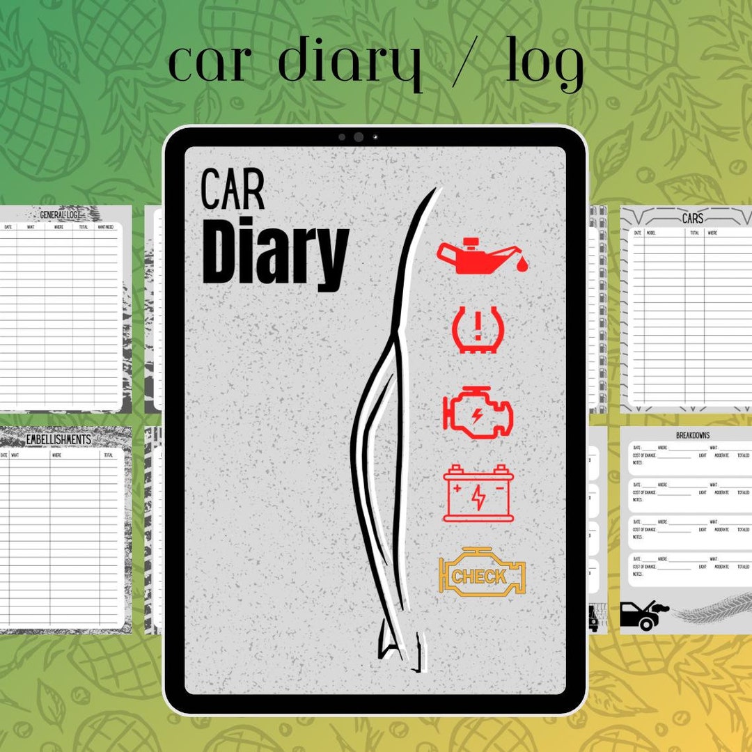 Car Diary | Car Log | Mechanics Log | Car Journal | Accidents Log - Etsy