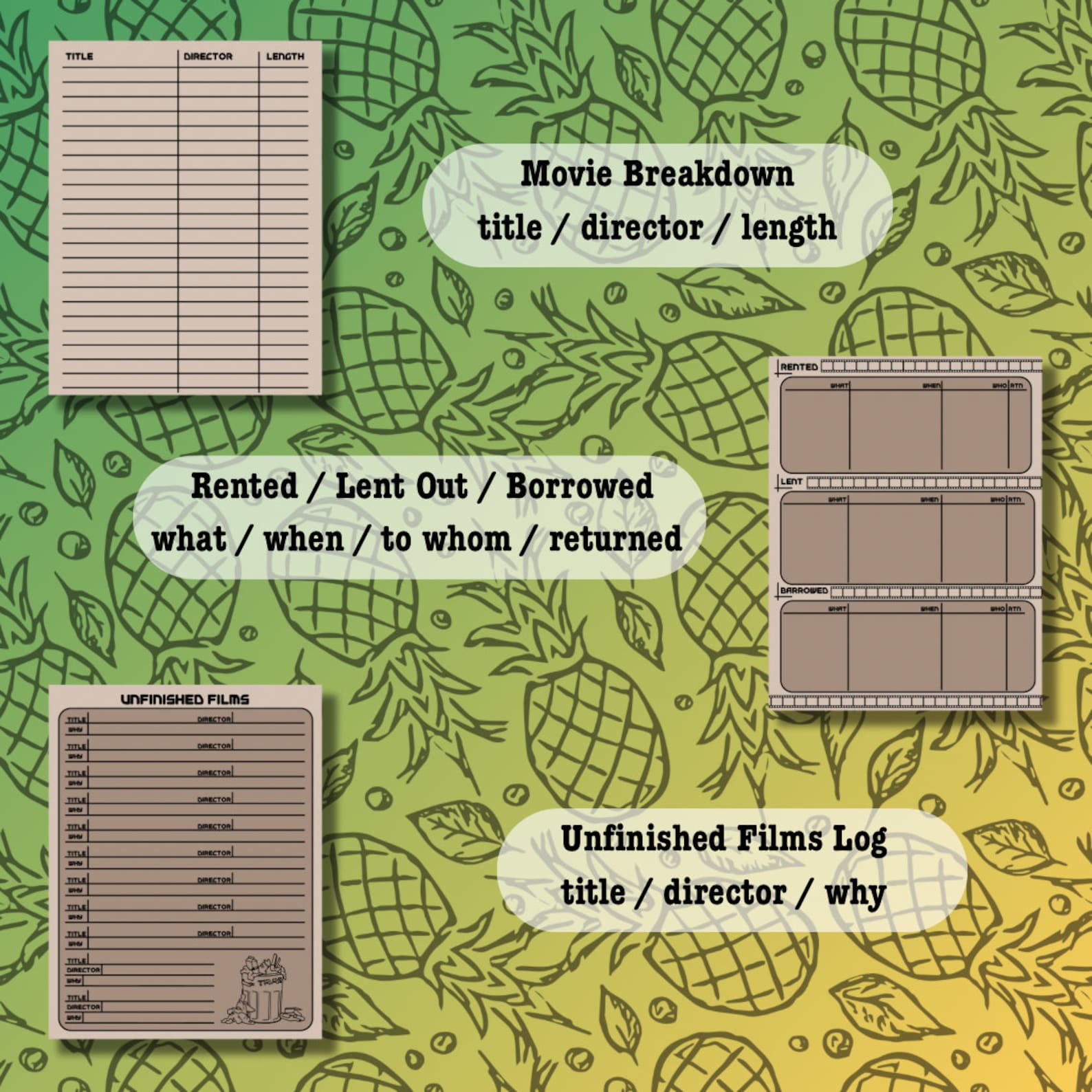 Personal Movie Library Journal | Movie Log | Movie Library Journal - Etsy