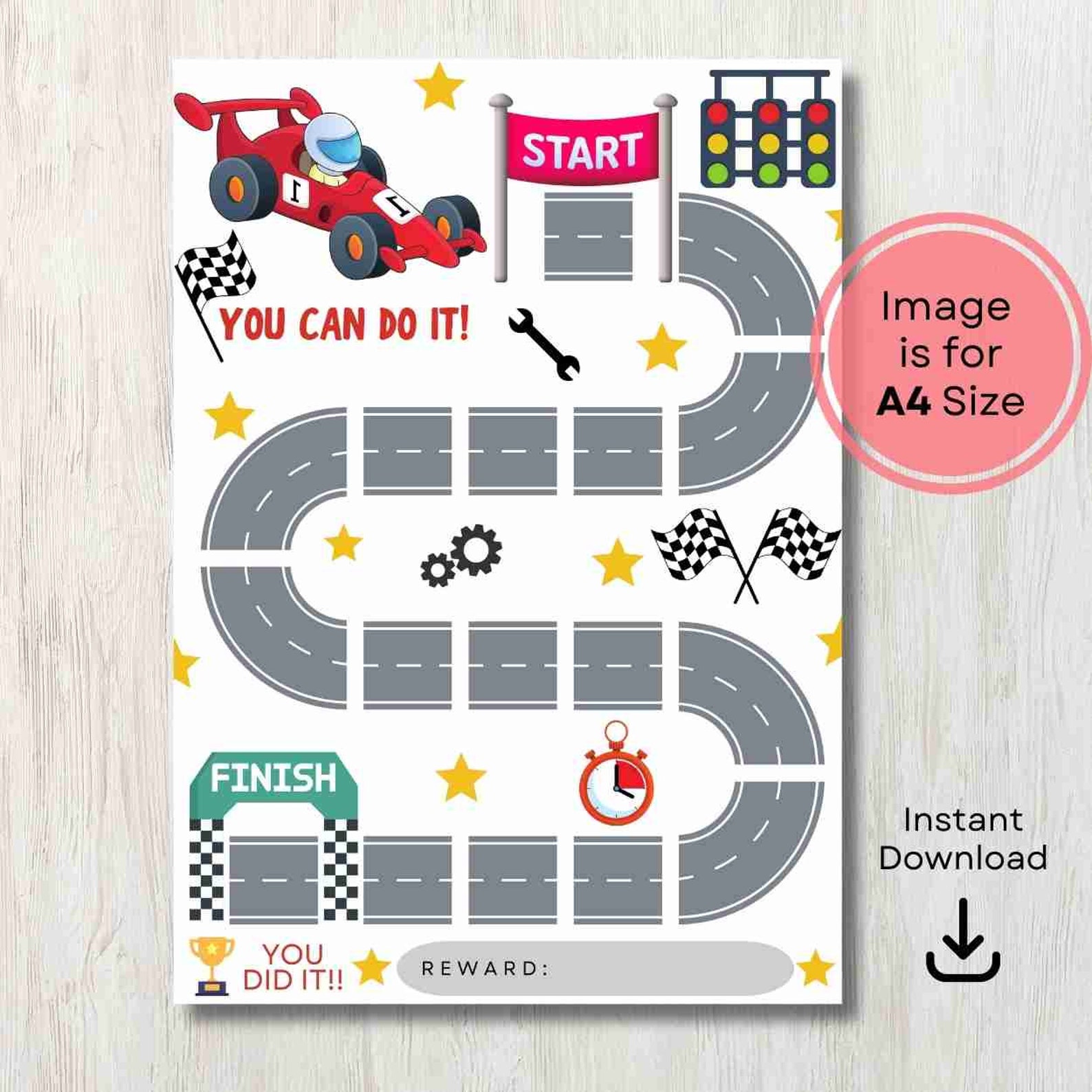 Printable Reward Chart, Racing Car Reward Chart, Digital Download ...