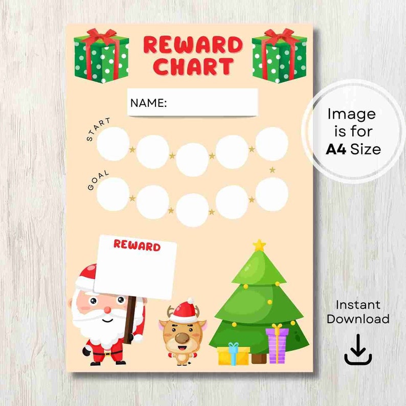Reward Chart, Christmas Reward Chart for Kids, Potty Training Chart ...