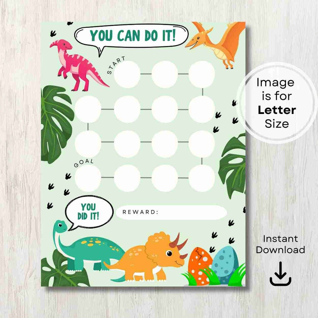 Printable Dinosaurs Reward Chart, Dino Reward Chart, Instant Digital ...