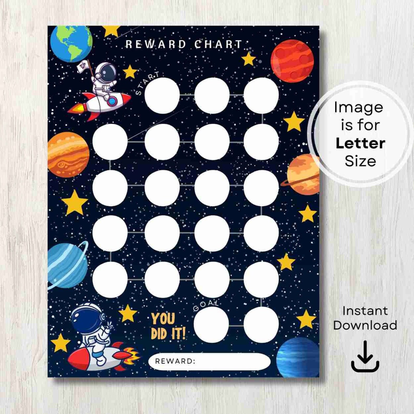 Printable Outer Space Reward Chart, Planets Chart, Instant Download ...