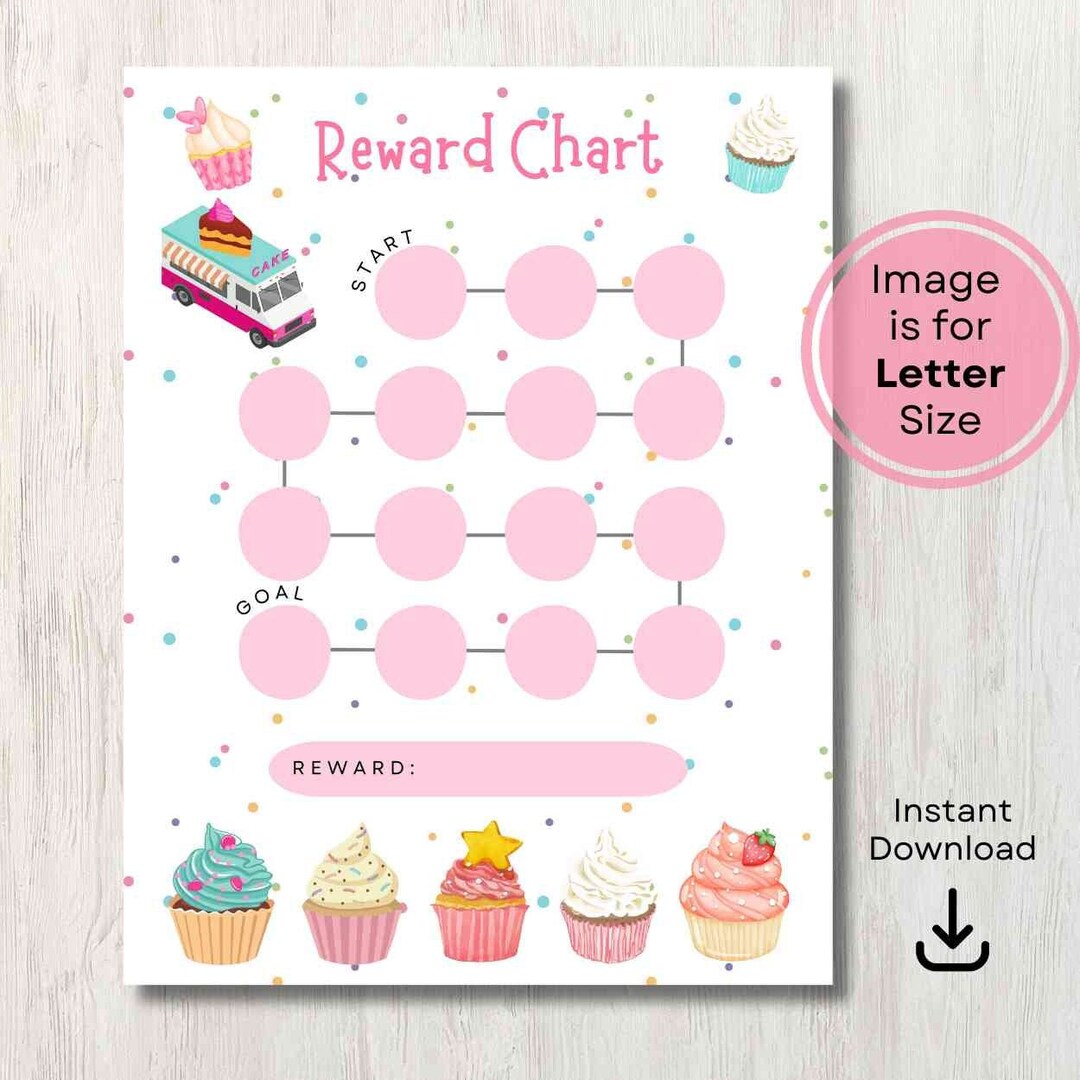 Girls Reward Chart, Potty Training Chart, Cupcake Reward Chart ...