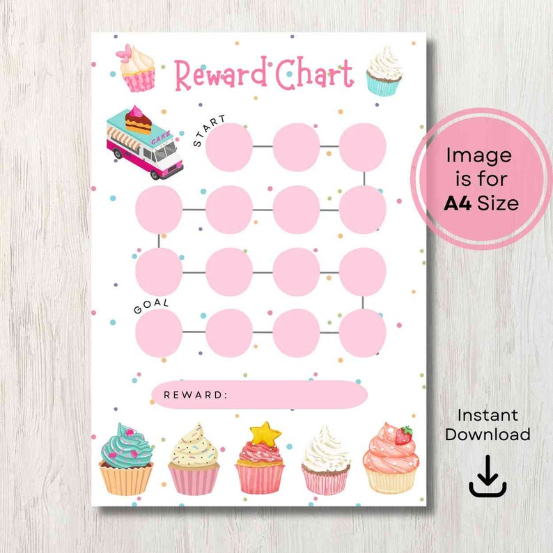 Girls Reward Chart, Potty Training Chart, Cupcake Reward Chart ...