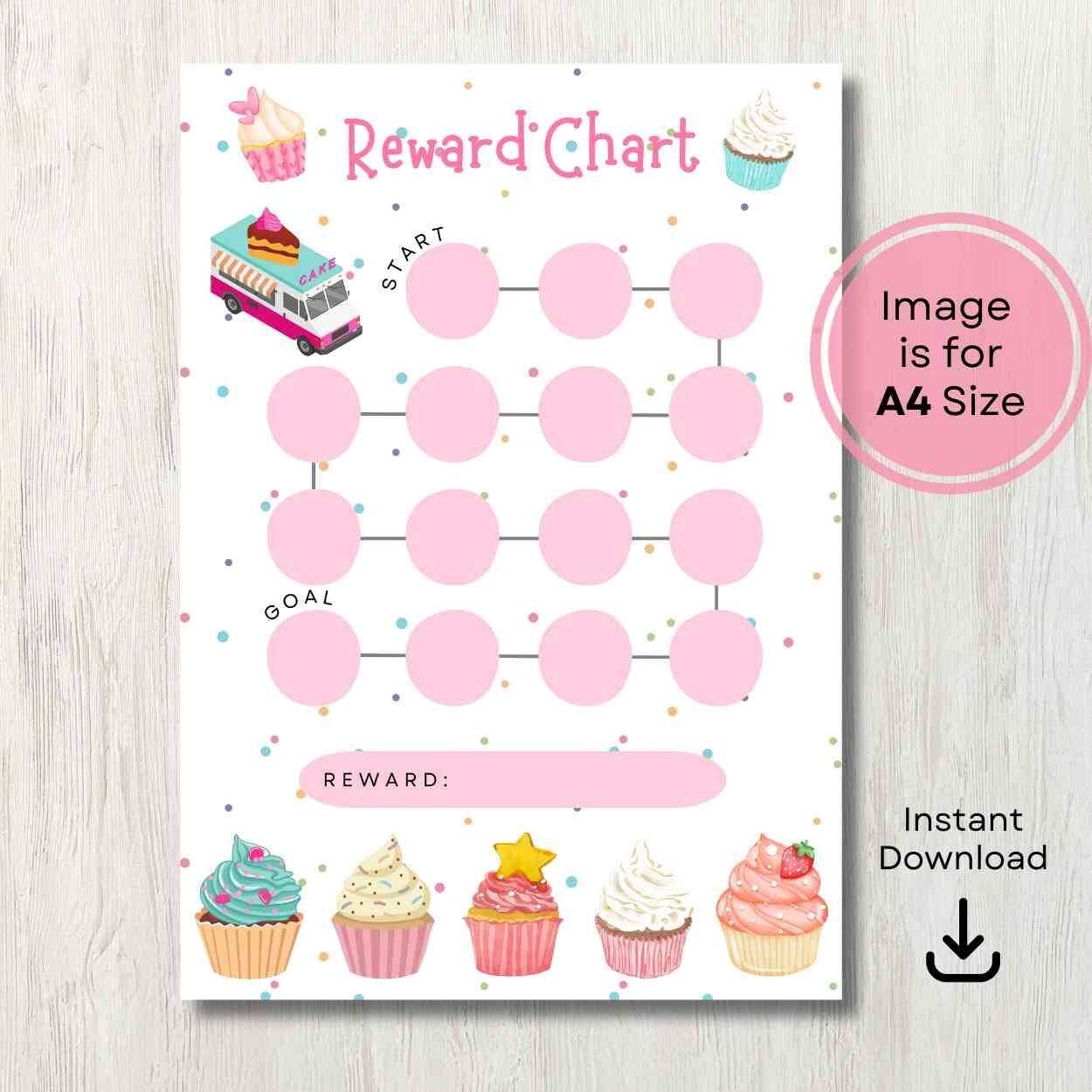 Girls Reward Chart, Potty Training Chart, Cupcake Reward Chart ...