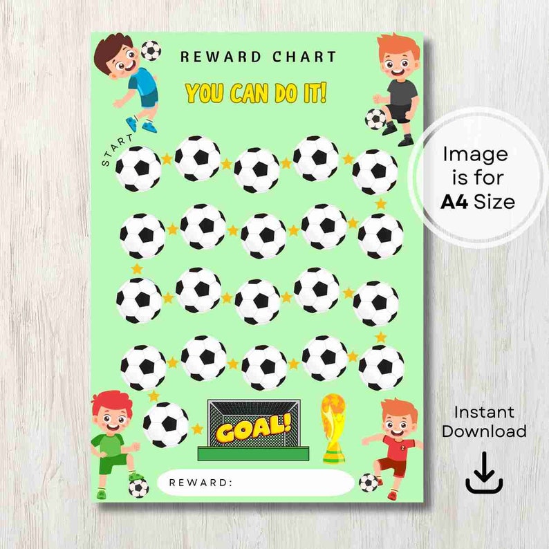 Soccer Reward Chart for Kids: Potty Training, Chores (digital Download ...