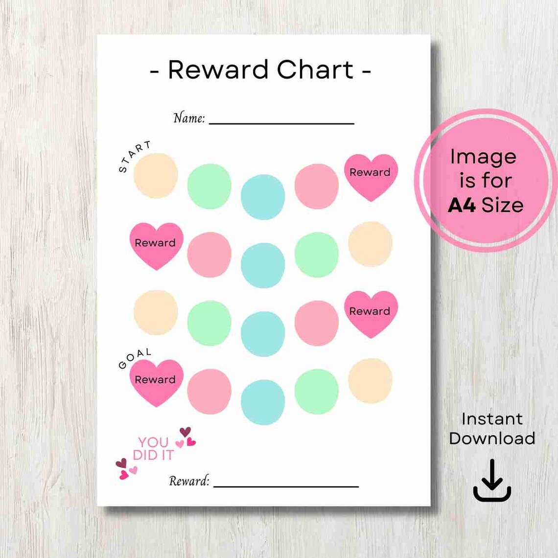 Reward Chart, Printable Reward Chart, Cute Reward Chart, Instant ...