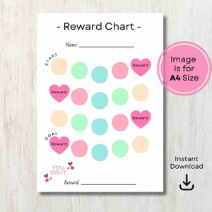 Reward Chart, Printable Reward Chart, Cute Reward Chart, Instant ...