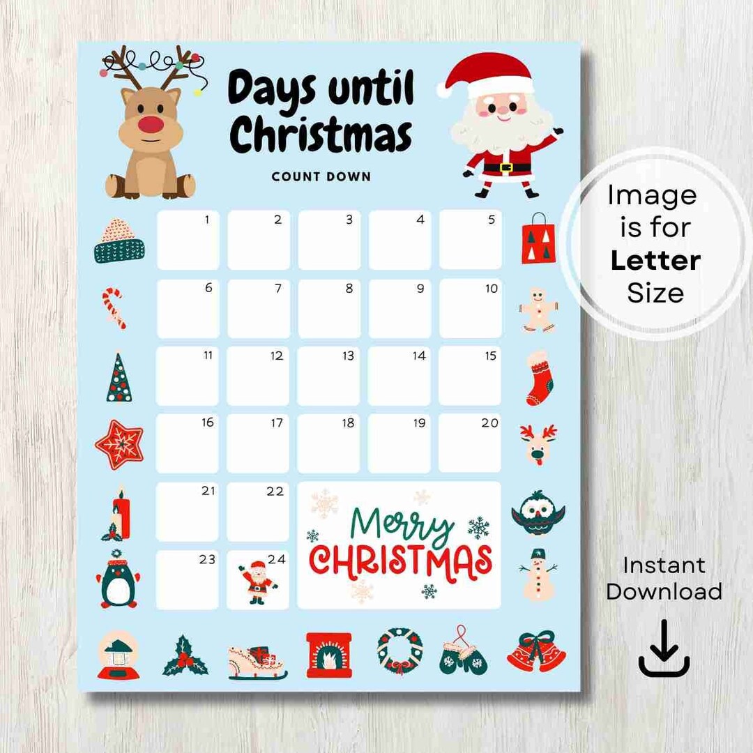 Countdown to Christmas, Advent Calendar Kids, Christmas Sticker Chart ...