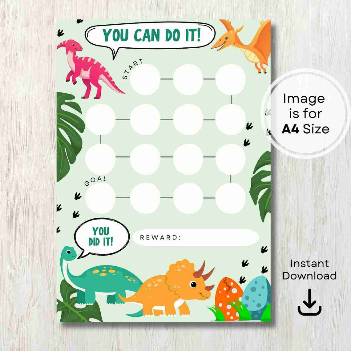 Printable Dinosaurs Reward Chart, Dino Reward Chart, Instant Digital ...