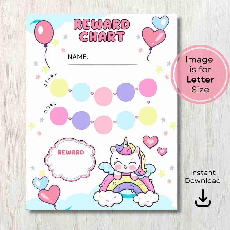 Reward Chart Unicorn Reward Chart for Kids Printable Reward - Etsy