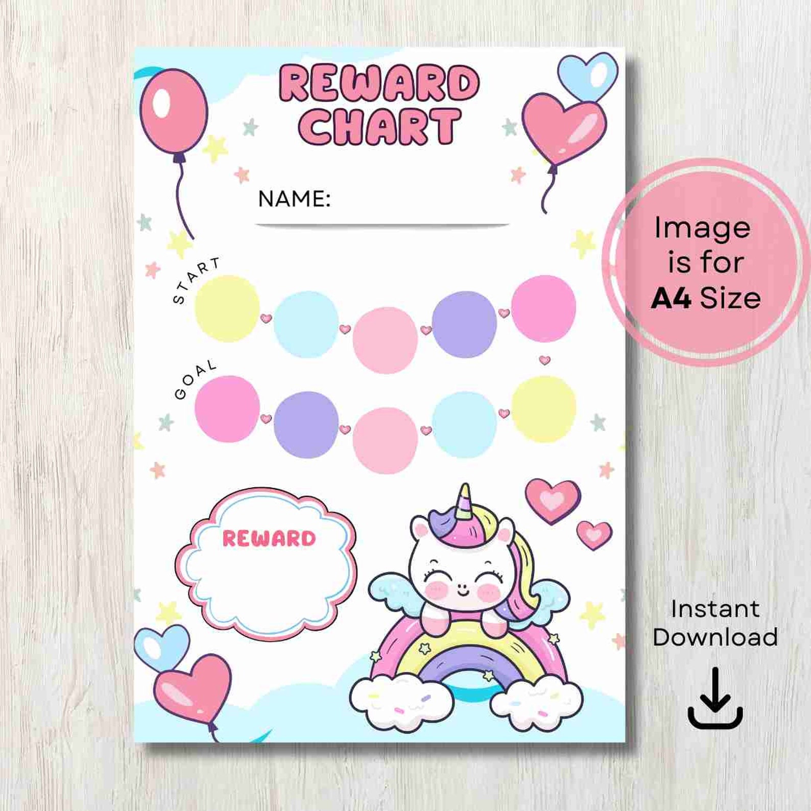 Reward Chart Unicorn, Reward Chart for Kids, Printable Reward Chart ...