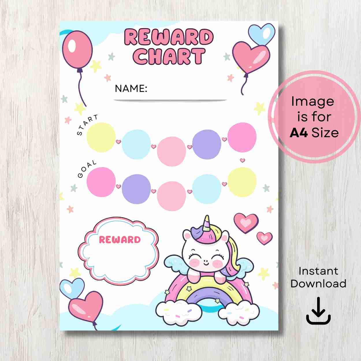 Reward Chart Unicorn, Reward Chart for Kids, Printable Reward Chart ...