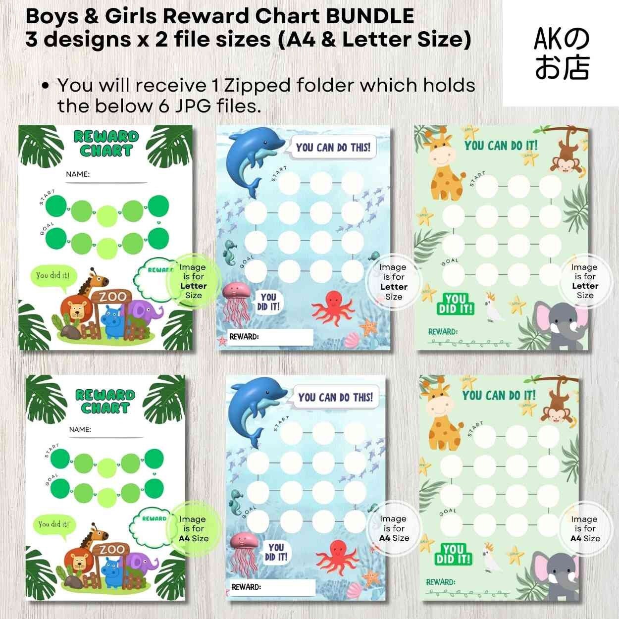 Reward Chart BUNDLE for Boys and Girls Potty Training Chart - Etsy