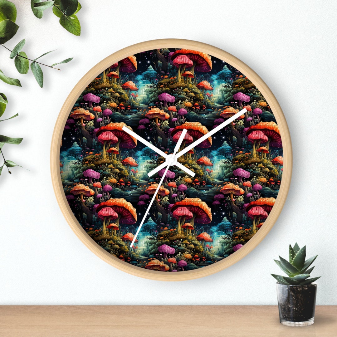Trippy Mushroom Wall Clock - Etsy