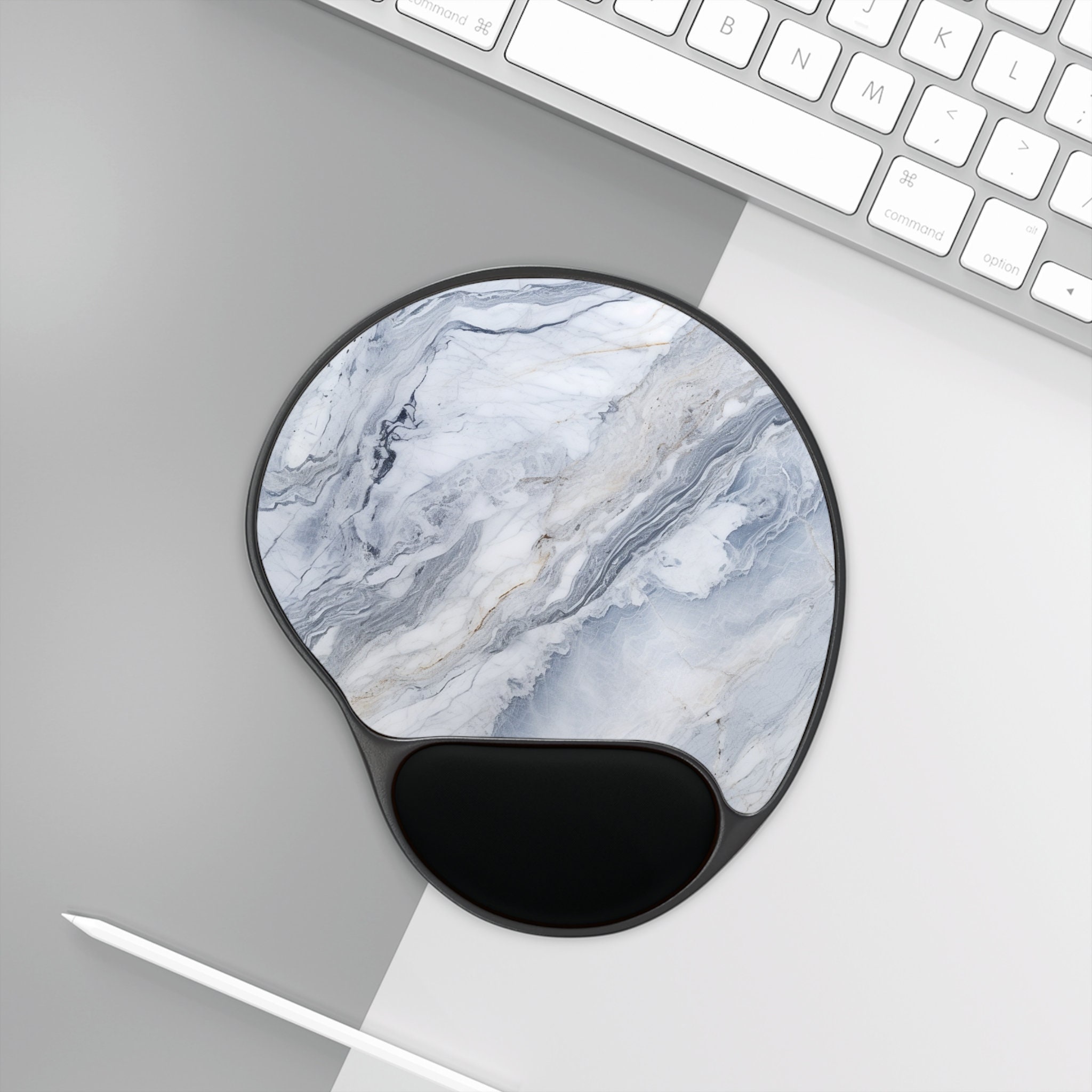 White Marble Style Mouse Pad With Wrist Rest - Etsy