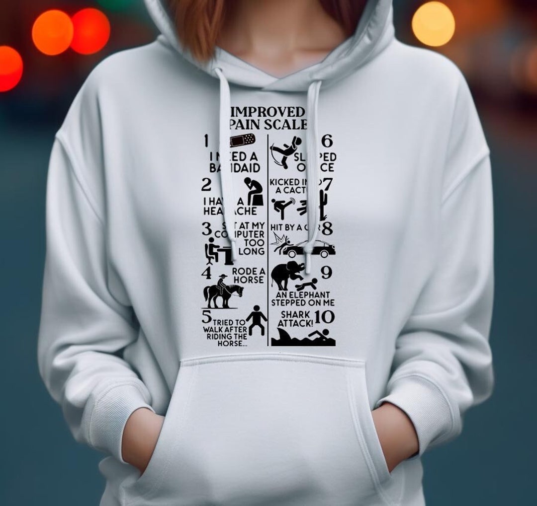 Improved Pain Scale Hoodie, Physical Therapy Jokes Pullover, Unisex PT ...