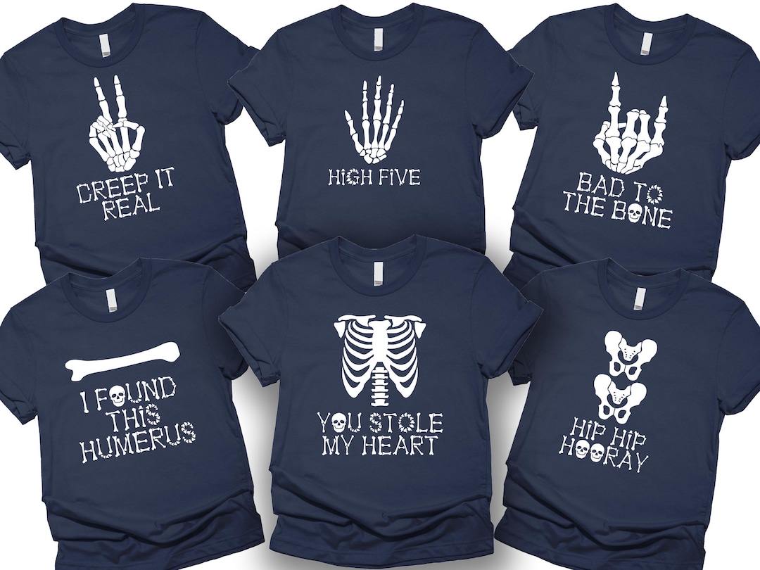 Skeleton Group Halloween Costume, Family Navy Anatomy T-shirt, Matching ...