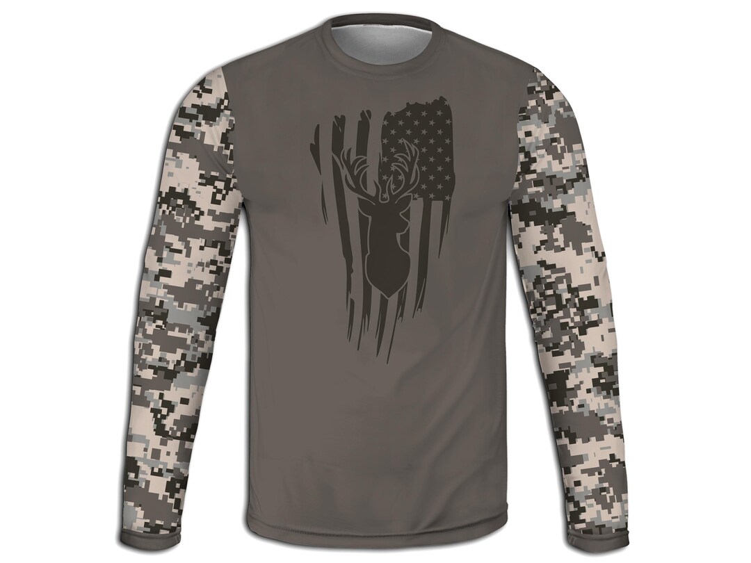 Men's Deer Hunting Hoodie, Camouflage Buck Hunter Sweatshirt, Buck Flag ...