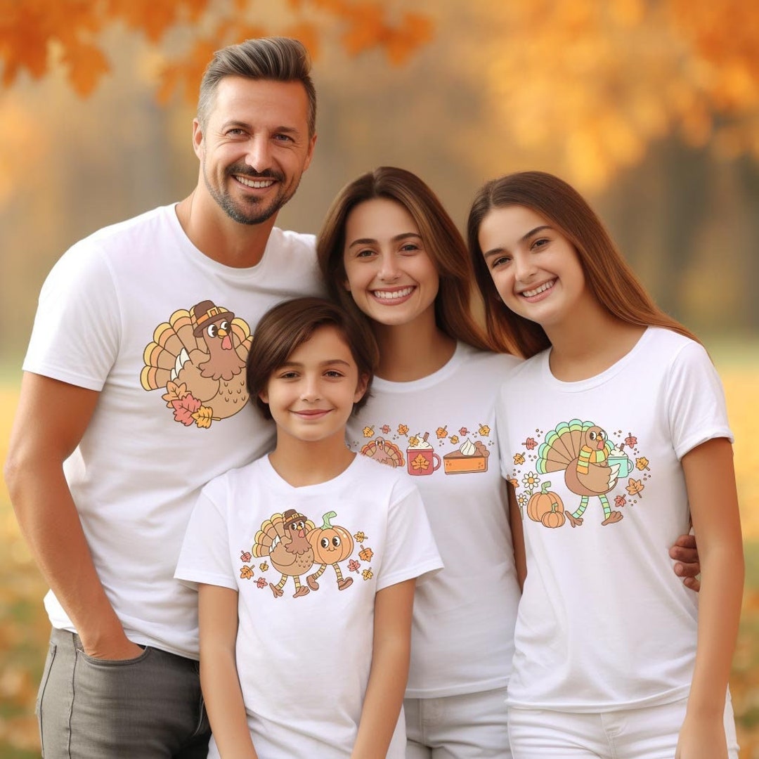 Thanksgiving Family T-shirts, Matching Holiday Dinner White Shirts ...