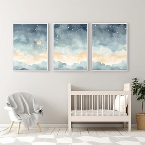 Starry Night Nursery Print, Wall Art, Baby Room Poster, Baby Shower ...