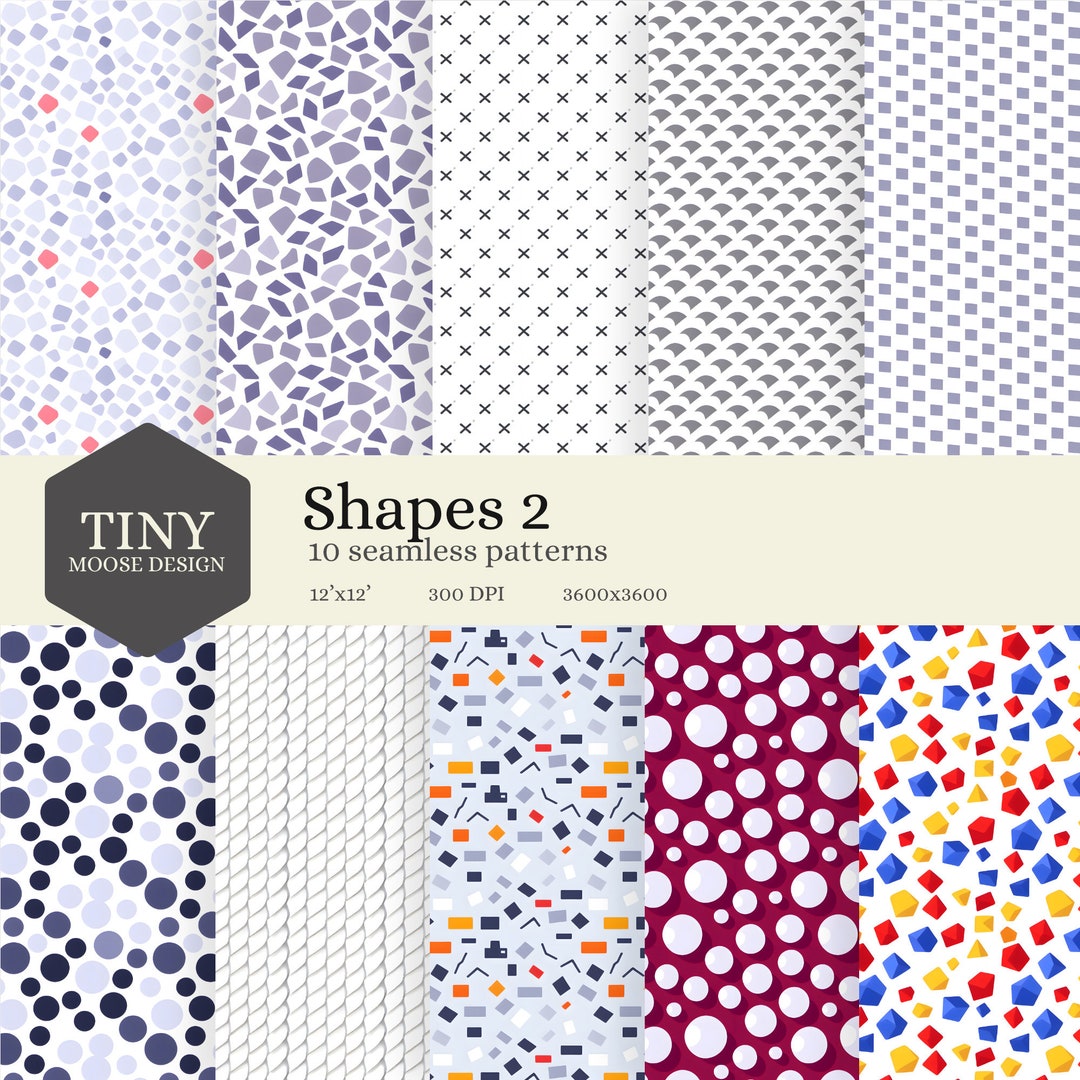 Geometric Shapes Seamless Repeat Pattern Bundle 10 Digital Design ...