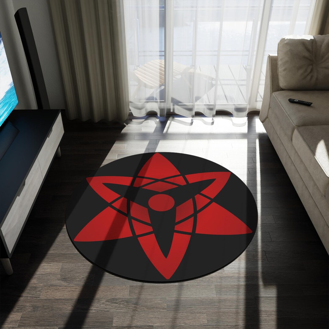 Sasuke Mangekyou Sharingan Round Rug, Naruto Anime Decor, Japanese ...