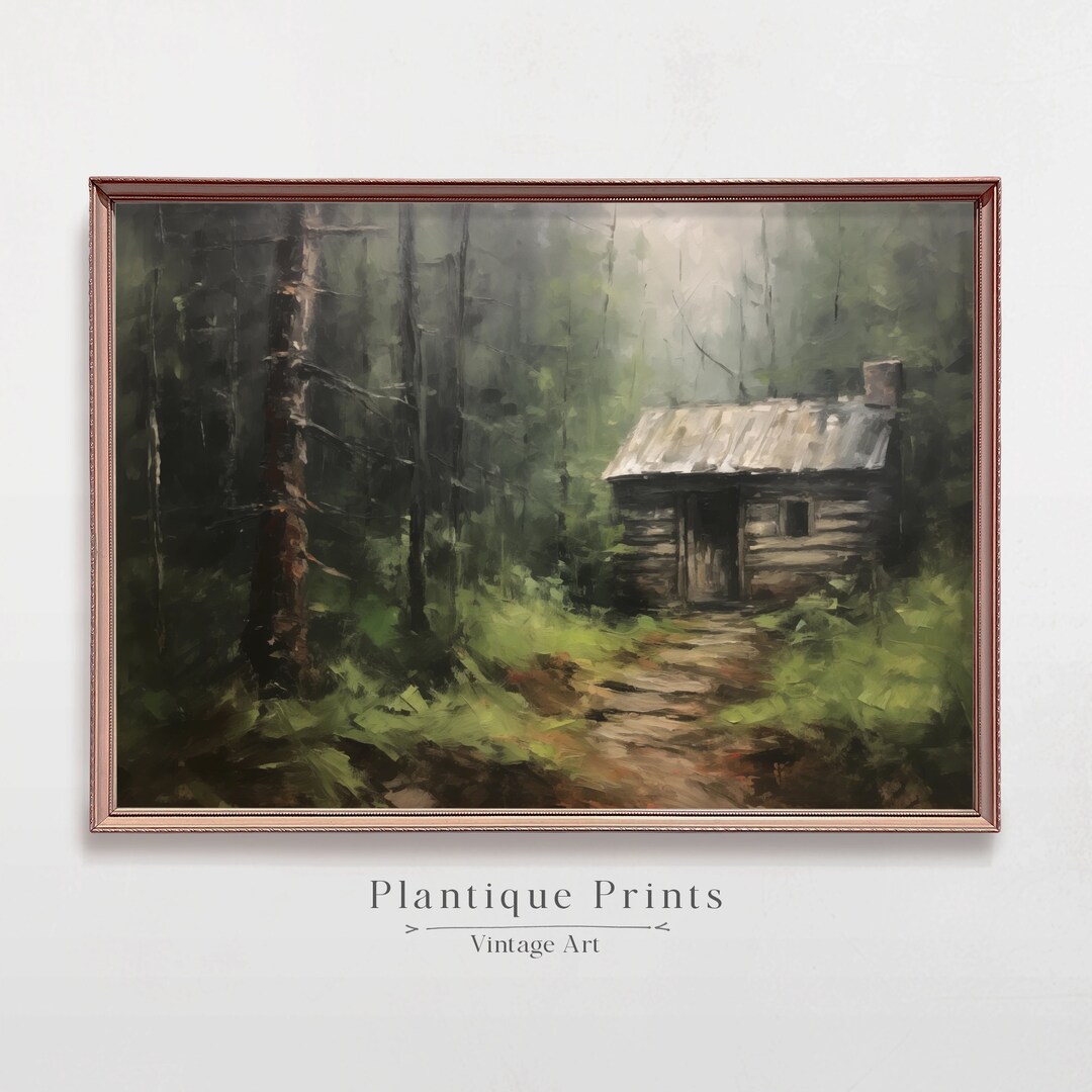 PRINTABLE Foggy Weather Cottage Landscape Cozy Forest Digital Landscape ...