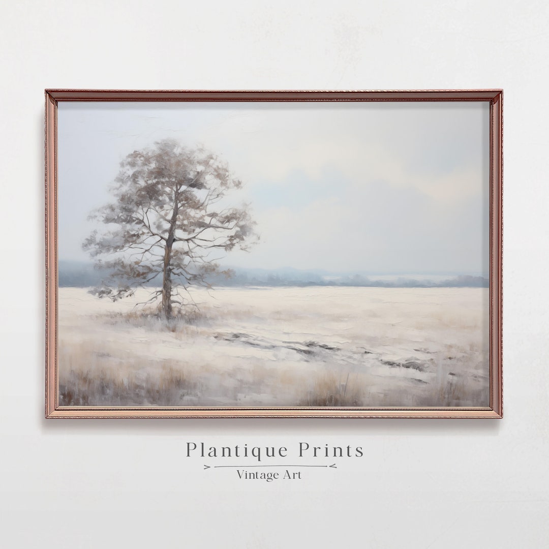 PRINTABLE Lone Tree in Snowy Landscape Winter Meadow Landscape Print ...