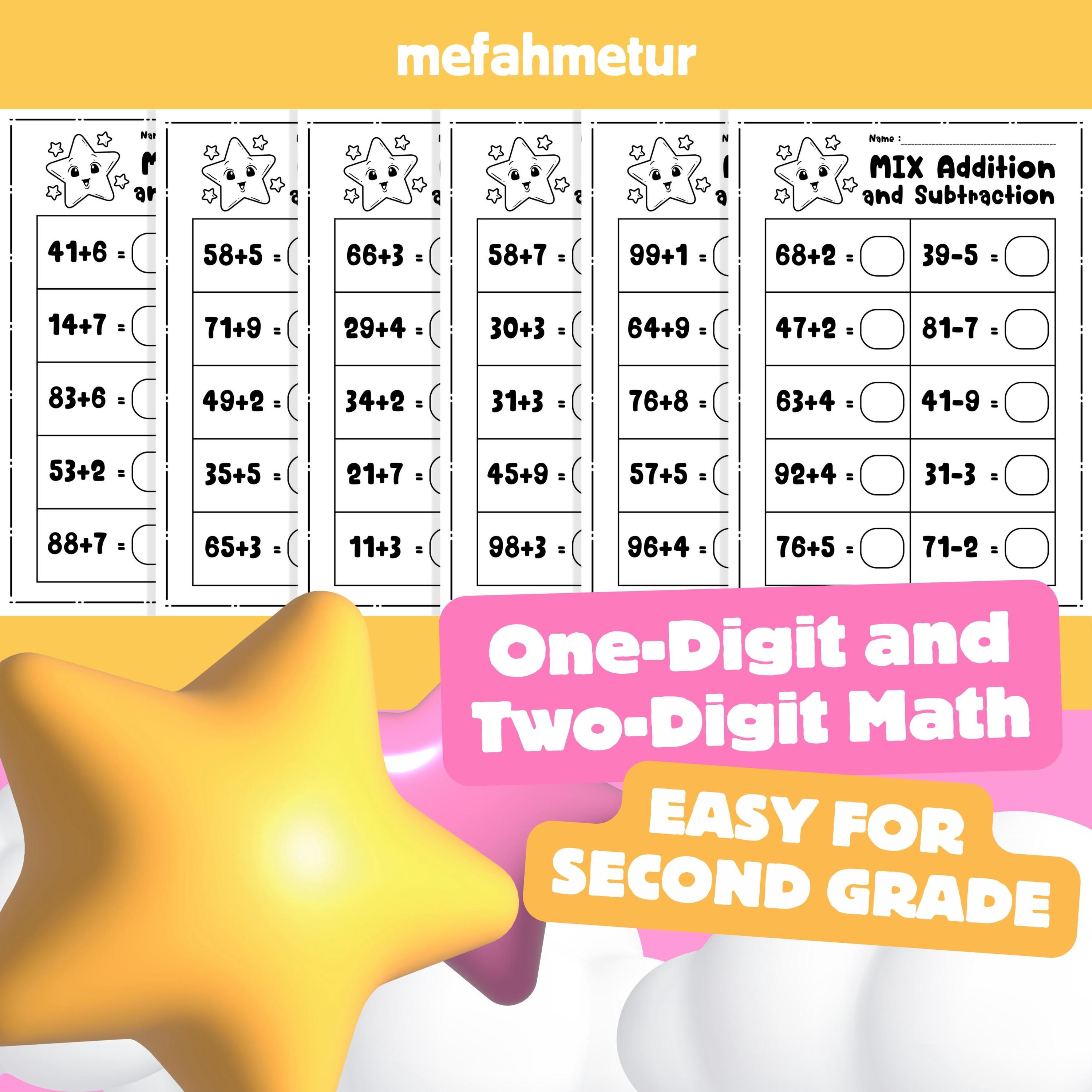 Easy One-digit and Two-digit Math Worksheets | Second Grade | Addition ...