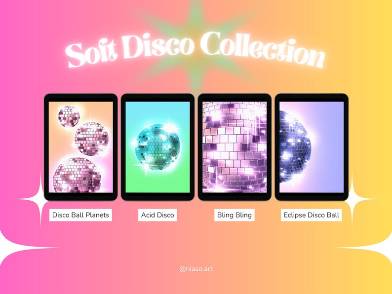 Disco Balls Tablet Wallpapers, iPad Aesthetic Background, Trendy ...