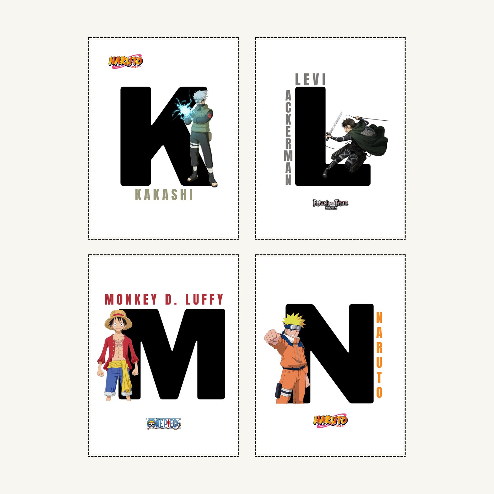 Anime Alphabet ABC Flashcards Printable Anime Homeschool - Etsy