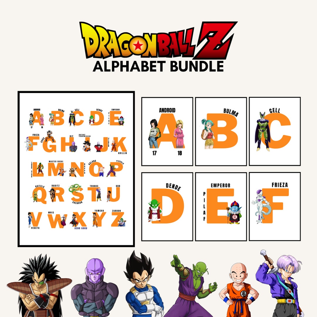 Dragonball Z Alphabet Bundle DBZ ABC Flashcards Poster Printable DBZ ...