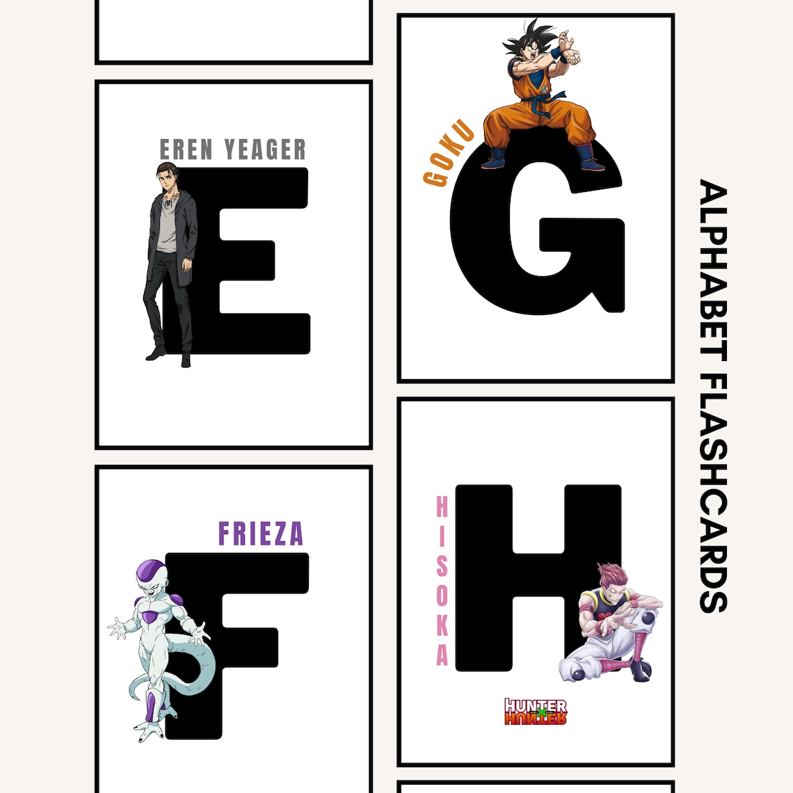 Anime Alphabet ABC Flashcards Printable Anime Homeschool - Etsy