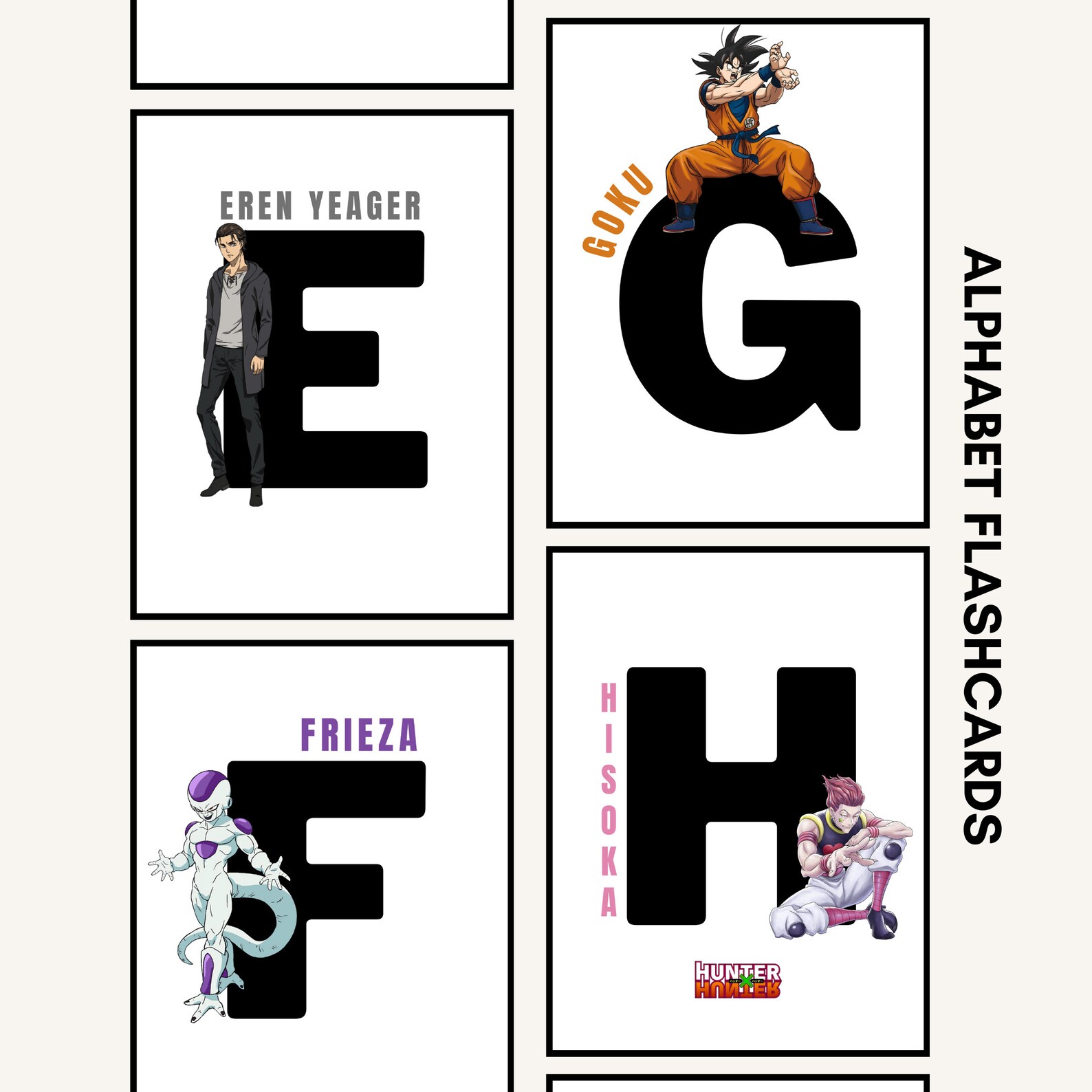 Anime Alphabet ABC Flashcards Printable Anime Homeschool - Etsy