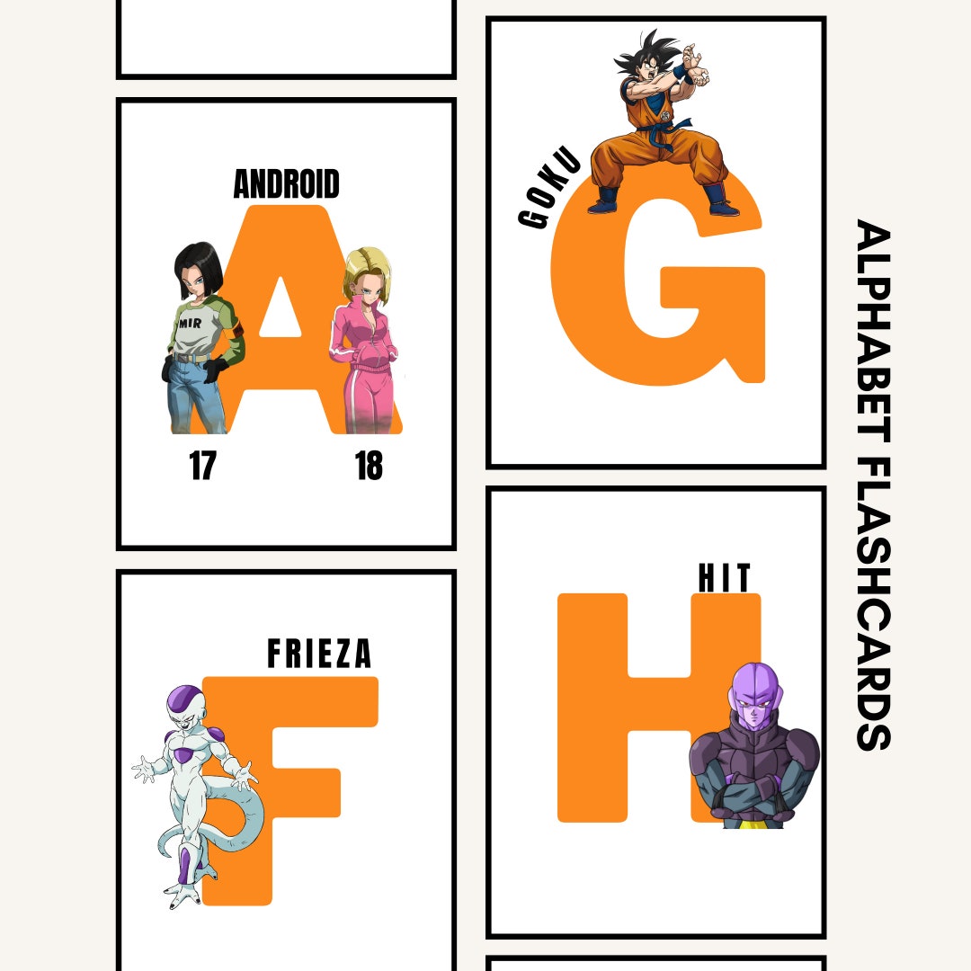 Dragonball Z Alphabet ABC Flashcards Printable DBZ - Etsy