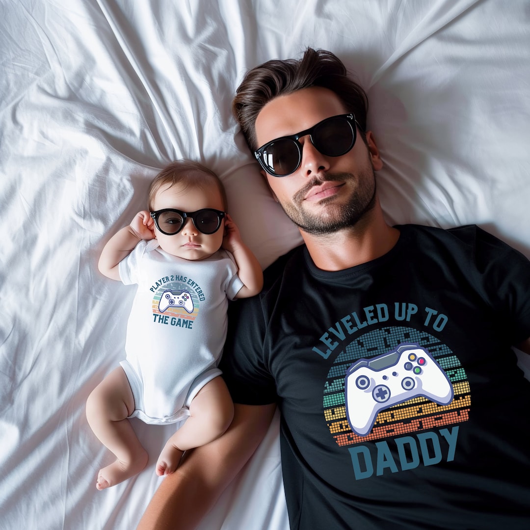 Personalized Video Game Shirt, Father's Day Gift, Leveled up to Daddy ...