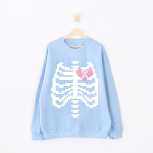 Pixel Skeleton Sweatshirt, J-fashion Ribcage Unisex Sweater Yami Kawaii ...
