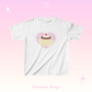 Kawaii Pudding Baby Tee Cute Flan Tshirt Japanese Dessert Graphic Shirt ...