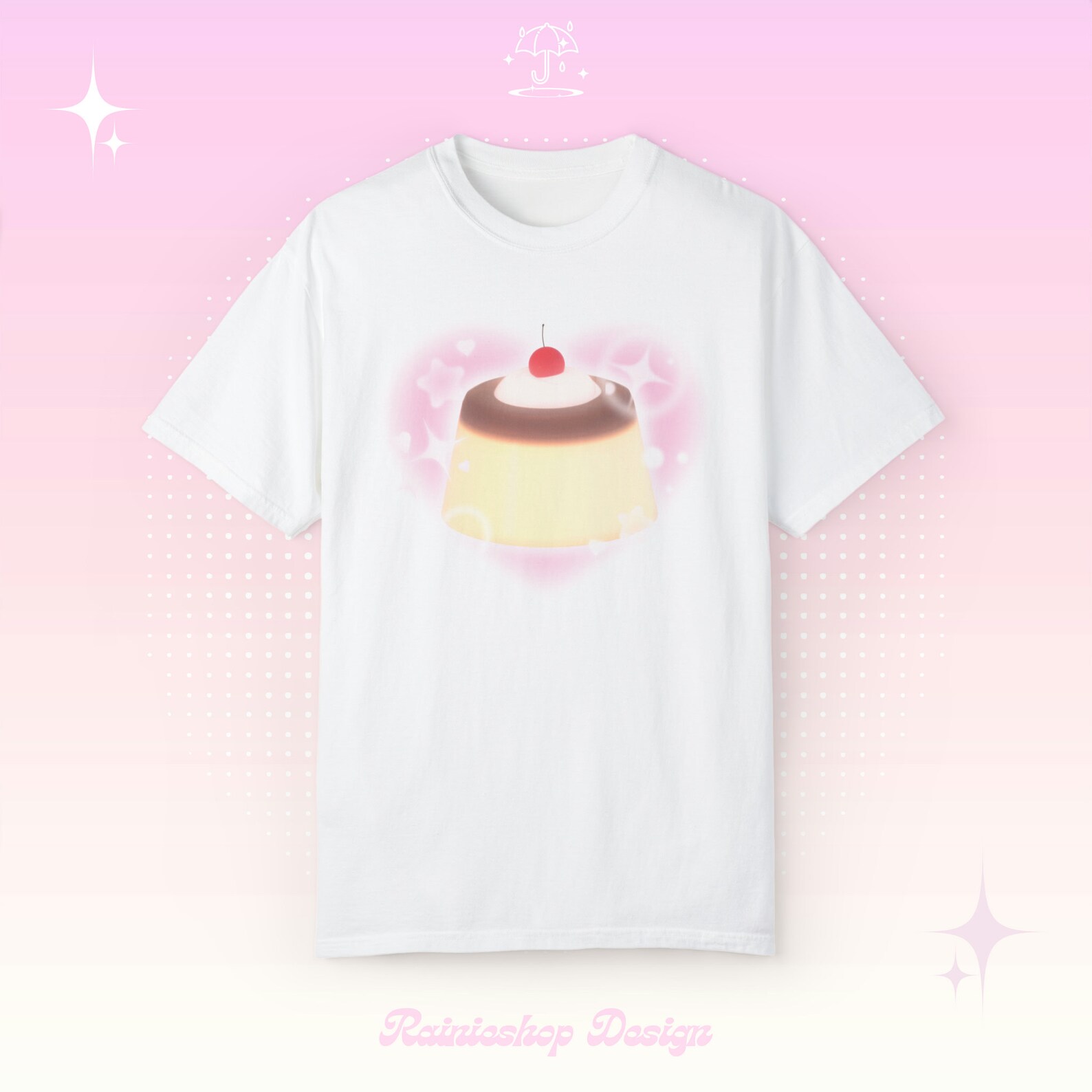 Kawaii Pudding T-shirt Cute Flan Tshirt Japanese Dessert Graphic Shirt ...