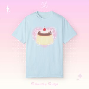 Kawaii Pudding T-shirt Cute Flan Tshirt Japanese Dessert Graphic Shirt ...