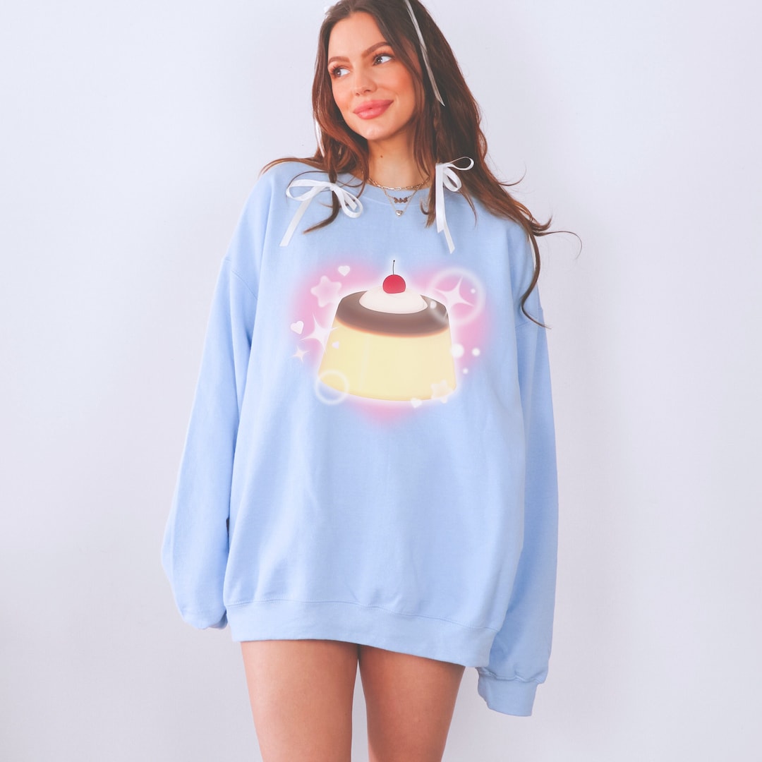 Kawaii Pudding Sweatshirt Harajuku Flan Sweater Cute Japanese Dessert ...
