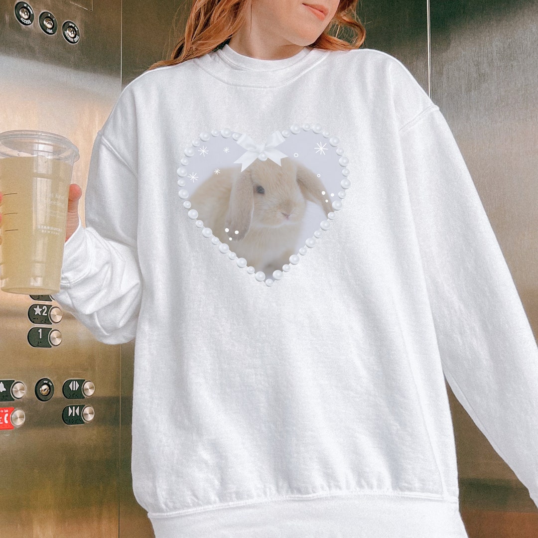 Snow Rabbit Coquette Sweatshirt Cute Winter Bunny Crewneck Trendy ...