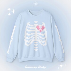 Pixel Skeleton Sweatshirt, J-fashion Ribcage Unisex Sweater Yami Kawaii ...