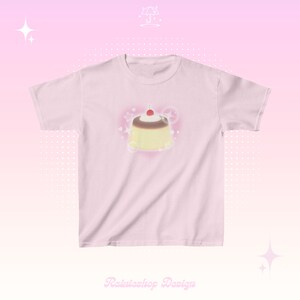 Kawaii Pudding Baby Tee Cute Flan Tshirt Japanese Dessert Graphic Shirt ...